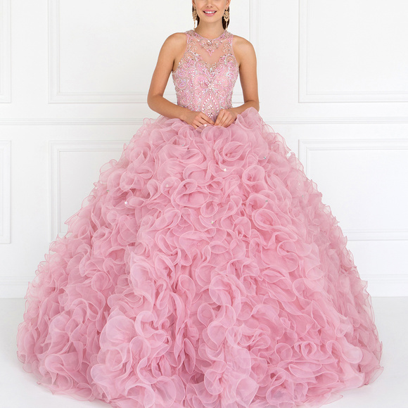 GLS Collective | Dresses | Rose Halter Neckline Ballgown Dress | Poshmark